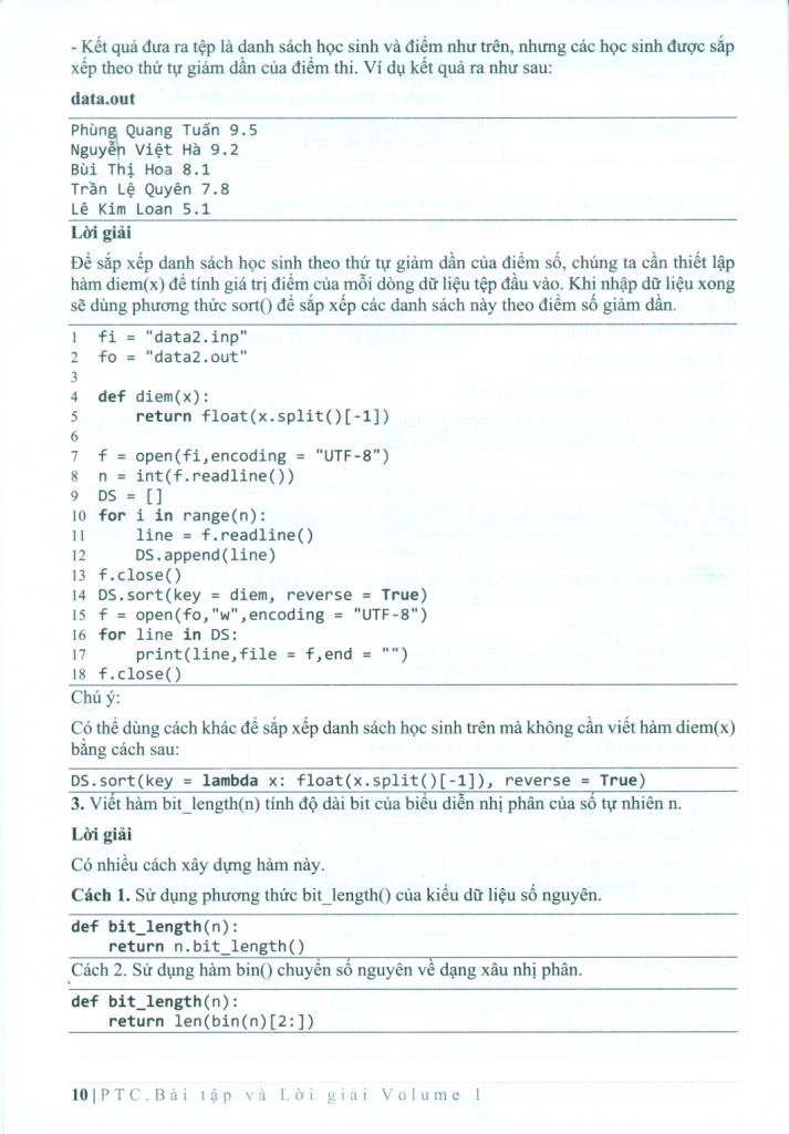 PYTHON: THUẬT TOÁN VÀ CẤU TRÚC DỮ LIỆU - BÀI TẬP VÀ LỜI GIẢI (Volume 1)