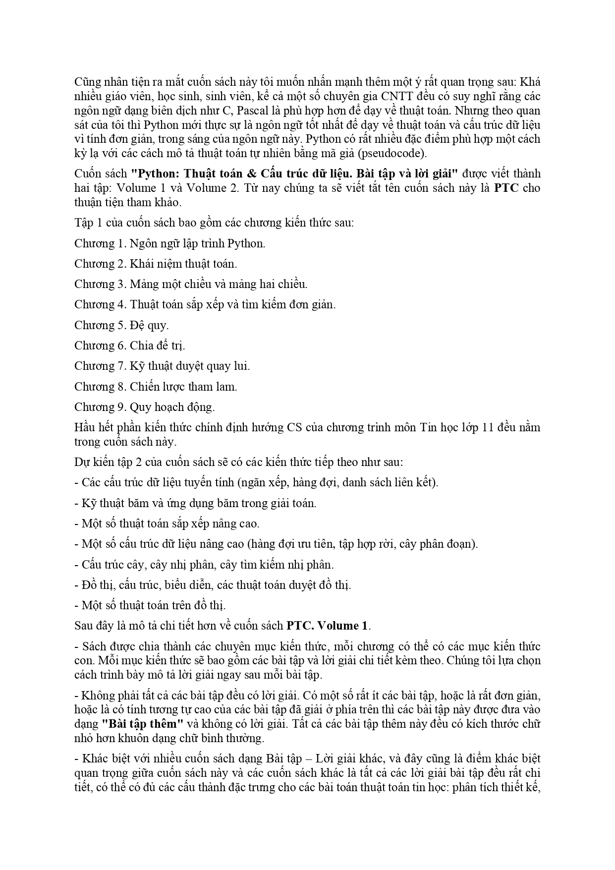 PYTHON: THUẬT TOÁN VÀ CẤU TRÚC DỮ LIỆU - BÀI TẬP VÀ LỜI GIẢI (Volume 1)
