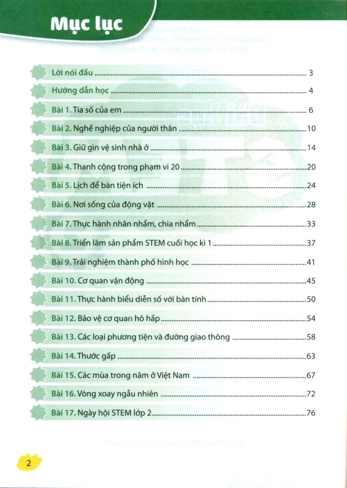 BÀI HỌC STEM LỚP 2