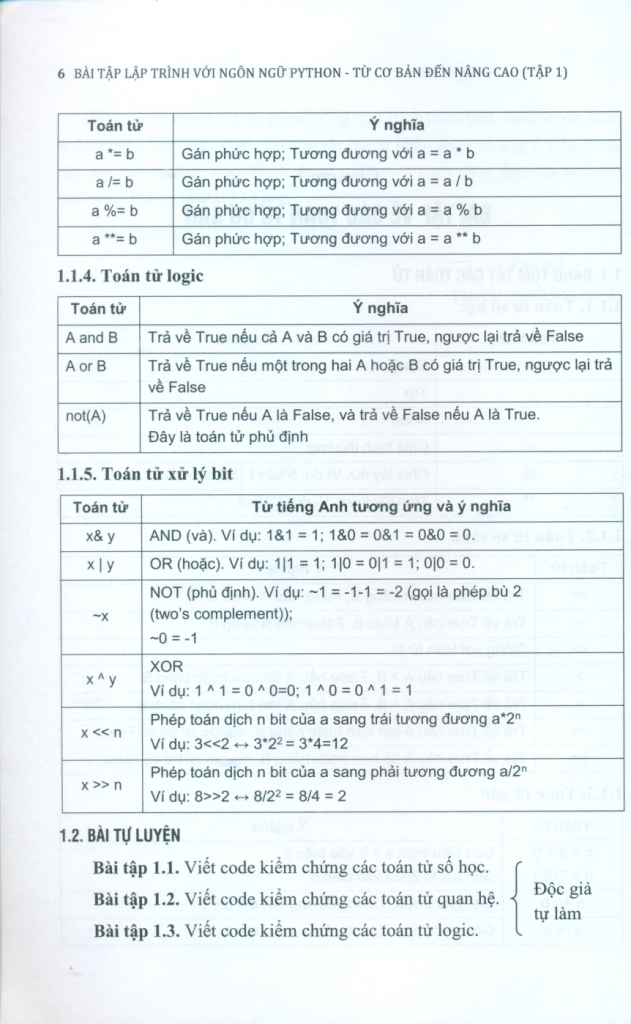 BÀI TẬP LẬP TRÌNH VỚI NGÔN NGỮ PYTHON - TỪ CƠ BẢN ĐẾN NÂNG CAO (Tập 1)