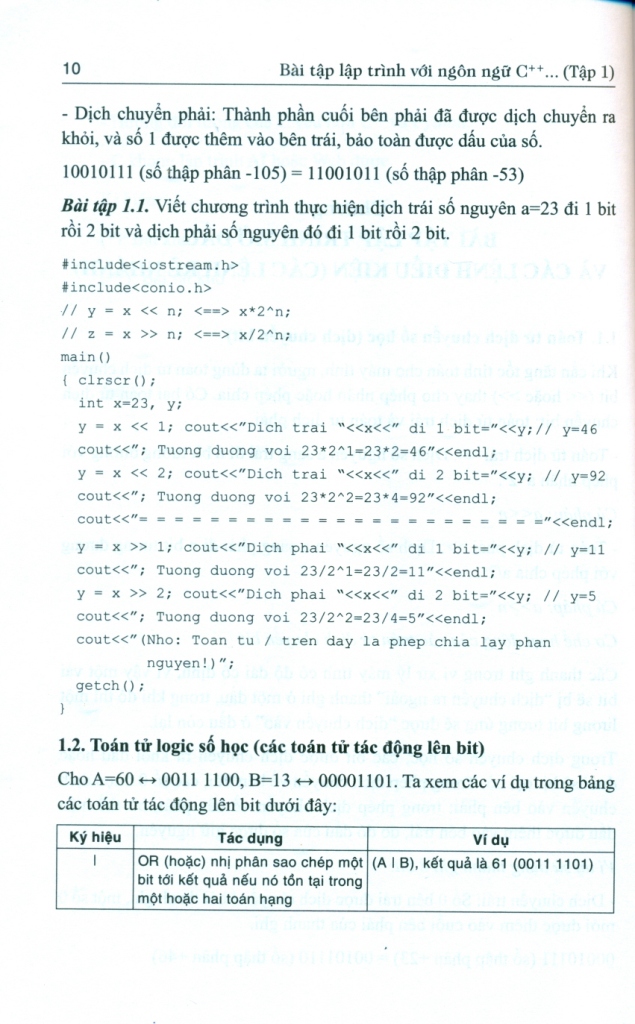 BÀI TẬP LẬP TRÌNH VỚI NGÔN NGỮ C++ - TỪ CƠ BẢN ĐẾN NÂNG CAO (Tập 1)