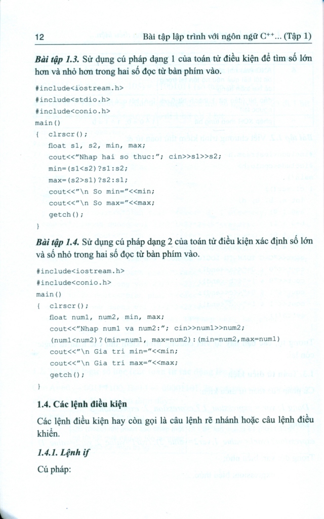 BÀI TẬP LẬP TRÌNH VỚI NGÔN NGỮ C++ - TỪ CƠ BẢN ĐẾN NÂNG CAO (Tập 1)