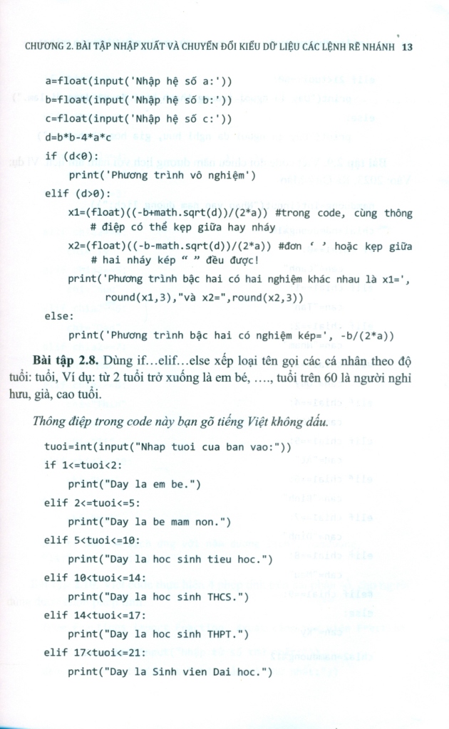 BÀI TẬP LẬP TRÌNH VỚI NGÔN NGỮ PYTHON - TỪ CƠ BẢN ĐẾN NÂNG CAO (Tập 1)