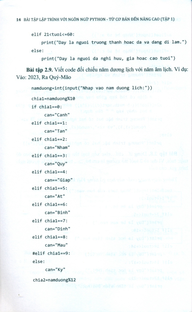 BÀI TẬP LẬP TRÌNH VỚI NGÔN NGỮ PYTHON - TỪ CƠ BẢN ĐẾN NÂNG CAO (Tập 1)
